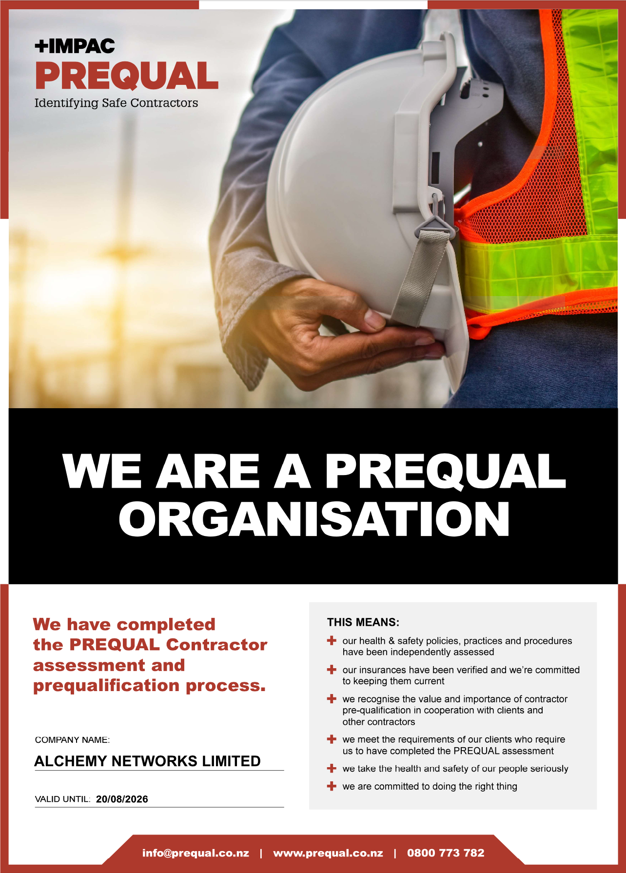 PreQual Health & Safety Certification | Alchemy Networks - Internet ...